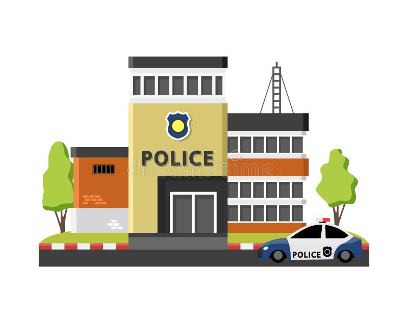 Police Station in Simple Flat Style Isolated on White Background Stock ...