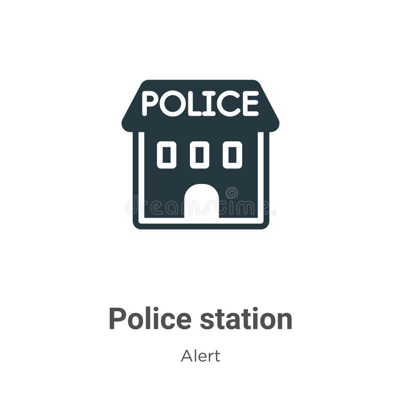 Police Station Vector Icon on White Background. Flat Vector Police ...