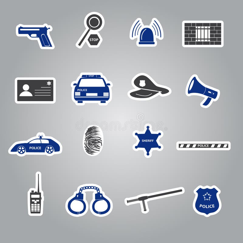 Police stickers set eps10 stock vector. Illustration of object - 43080001