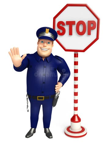Police with Stop sign stock illustration. Illustration of sign - 77480247