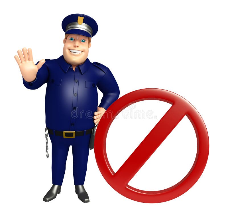 Police with Stop sign stock illustration. Illustration of force - 77504540