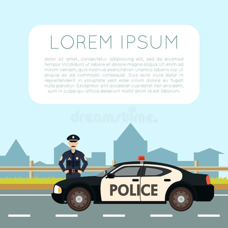 Police Sur La Route Banner1 Illustration de Vecteur - Illustration of ...