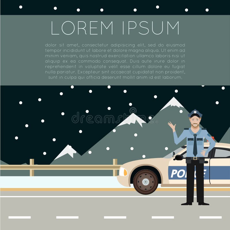 Police Sur La Route Banner5 Illustration de Vecteur - Illustration du ...