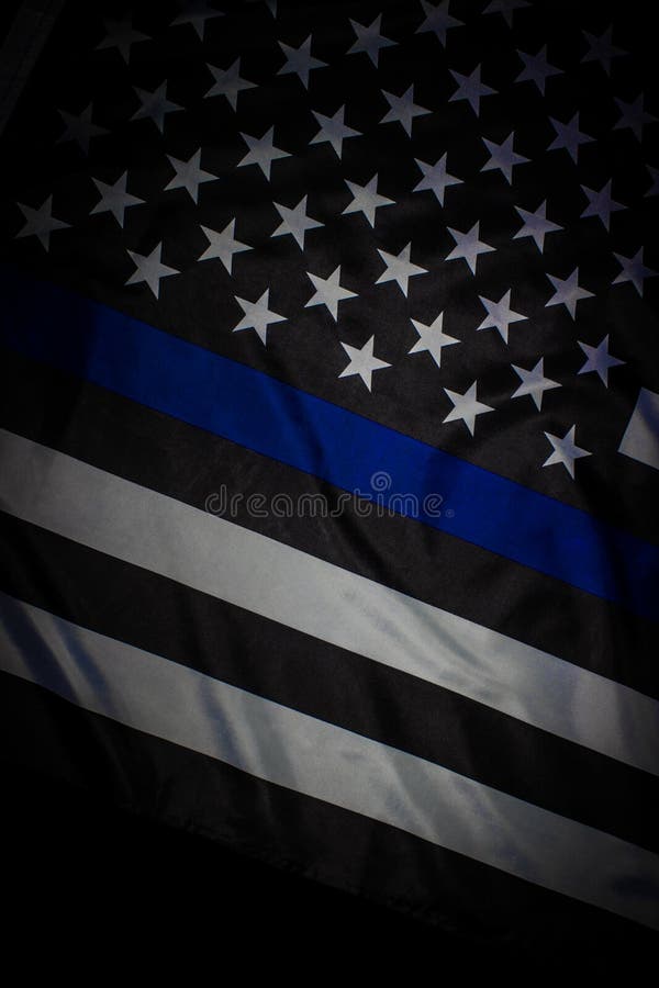 Police Thin Blue Line Flag stock image. Image of wavy - 215372739