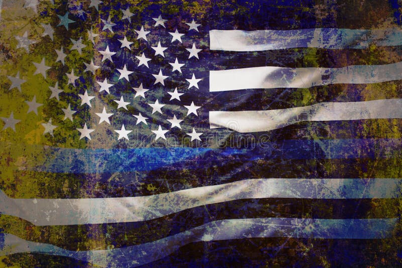 Police Thin Blue Line Flag stock image. Image of grunged - 218746507