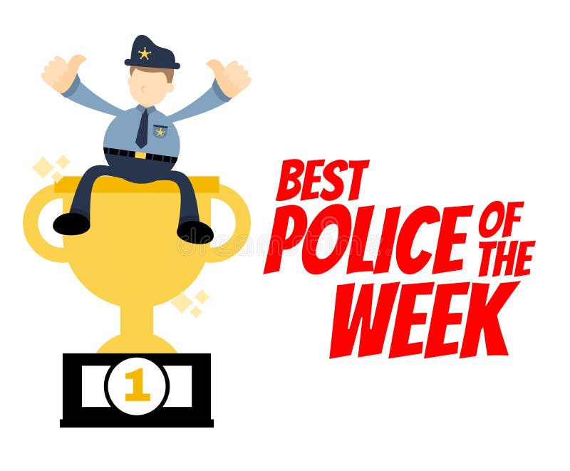 Police Best Trophy Week Champion Cartoon Doodle Flat Design Vector ...