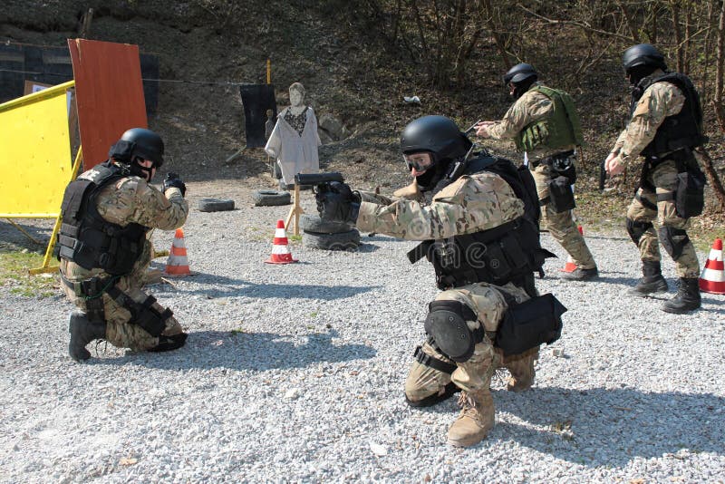 Police unit in training stock image. Image of approach - 19249031