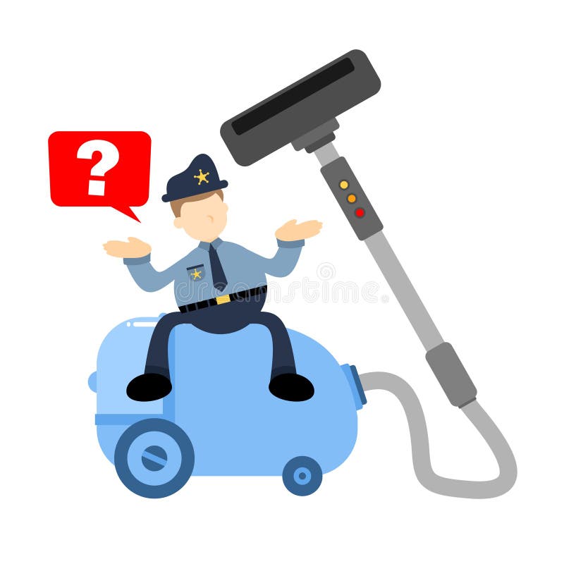 Police Officer and Vacuum Cleaner Clean Cartoon Doodle Flat Design ...