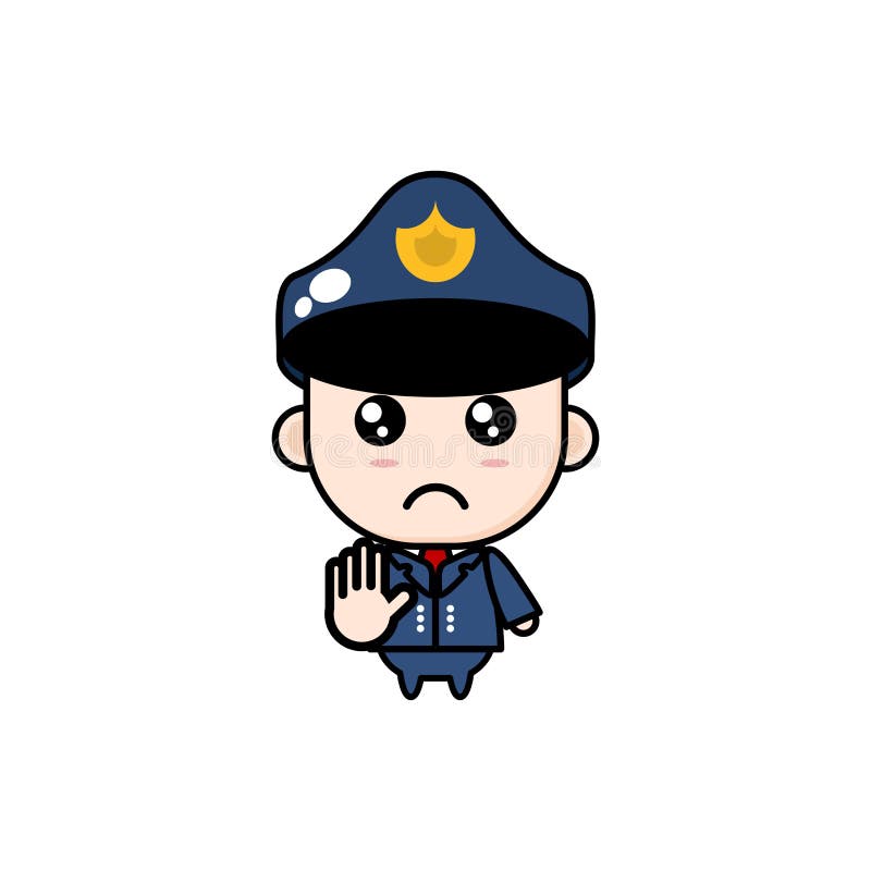 Cute Cartoon Police Chibi Vector Design Stock Vector - Illustration of ...