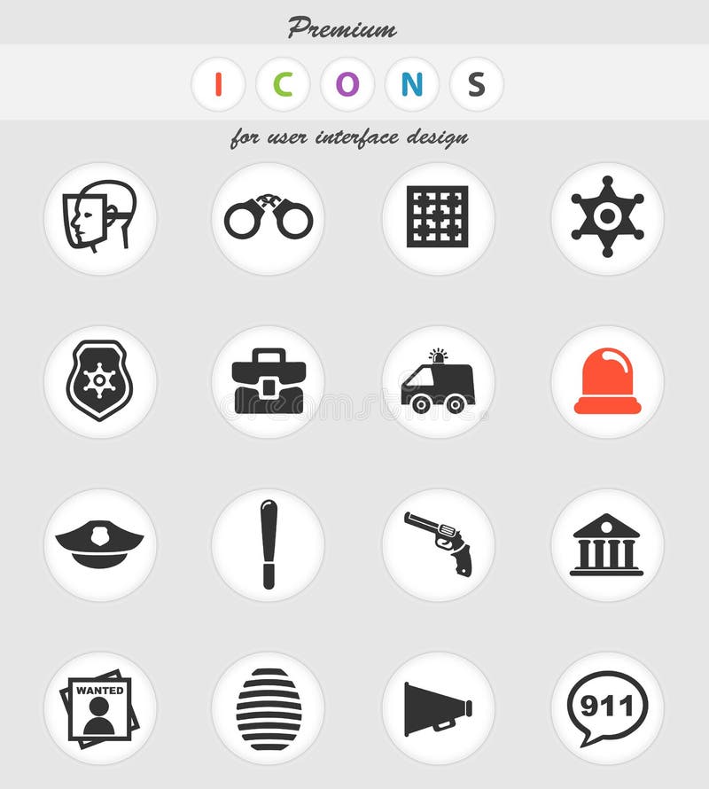 Police icon set stock vector. Illustration of ambulance - 122974060