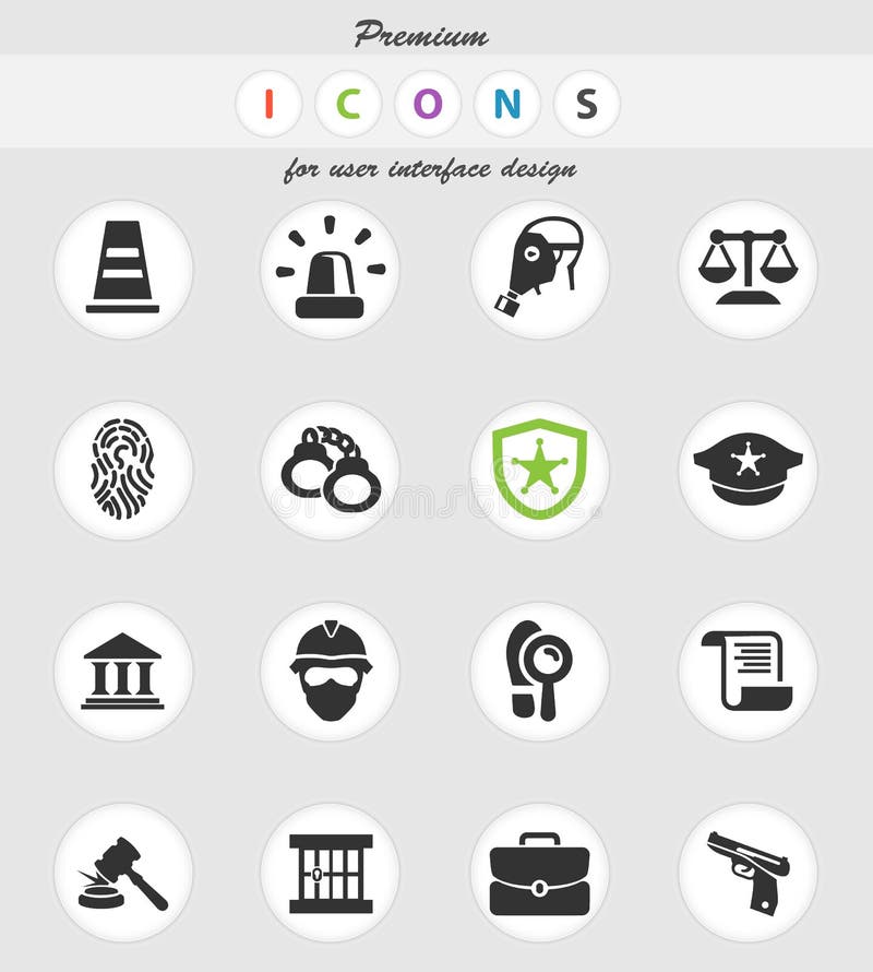Police icon set stock vector. Illustration of document - 122974072