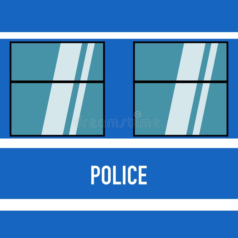 Police Wagon in Flat Design Blue White Stock Vector - Illustration of ...