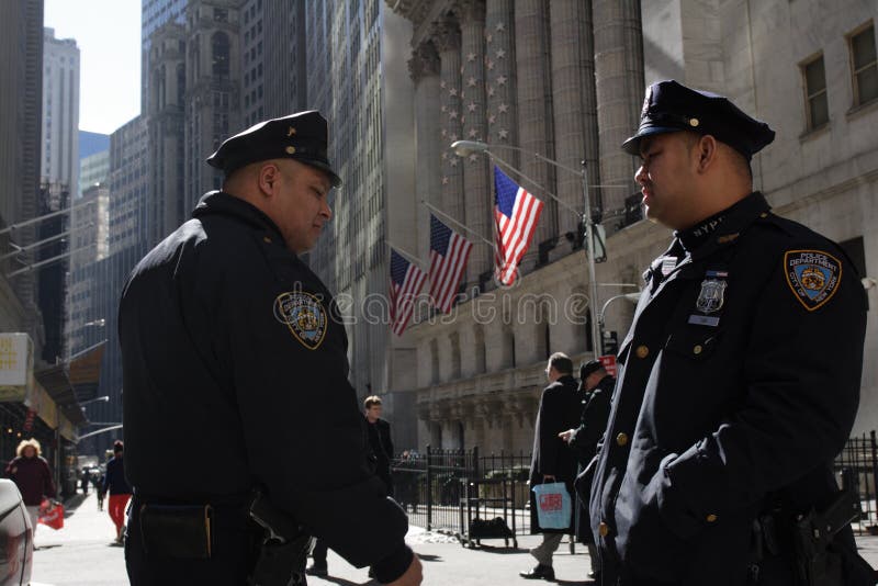 Police and Wall Street editorial stock image. Image of homeland - 8965189