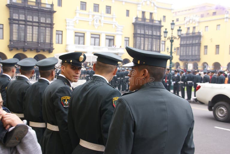 Police watching a parade, editorial photography. Image of officers ...