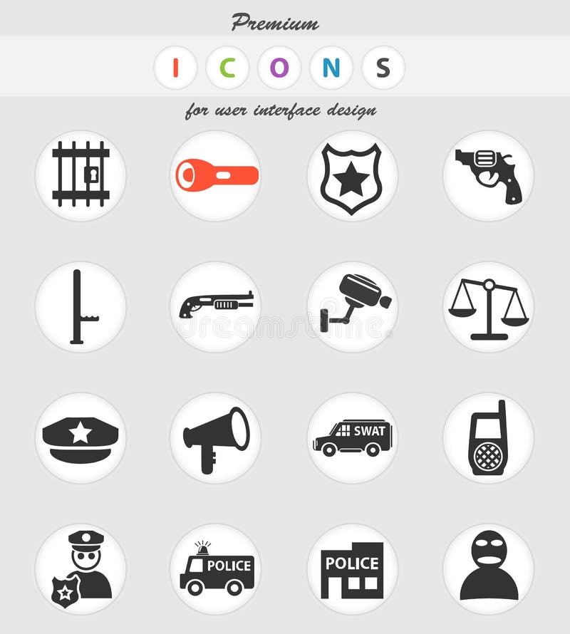 Police icon set stock vector. Illustration of surveillance - 122974112
