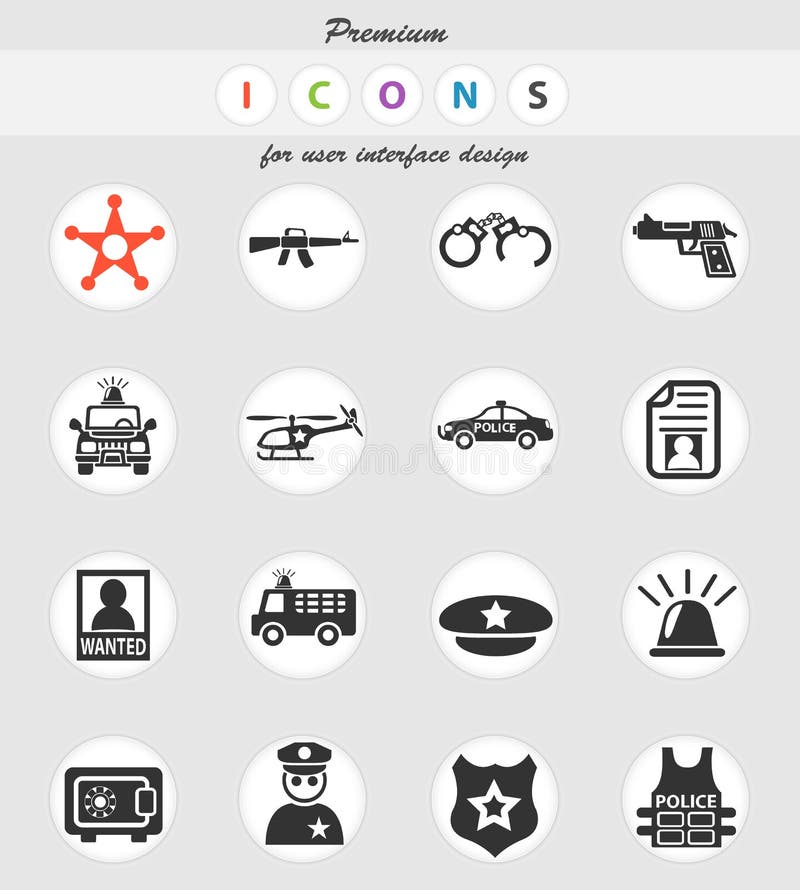 Police icon set stock vector. Illustration of safe, police - 122974162