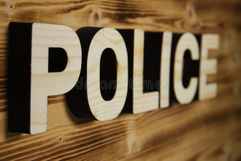 POLICE Word Made with Building Blocks on Wooden Board Stock Photo ...