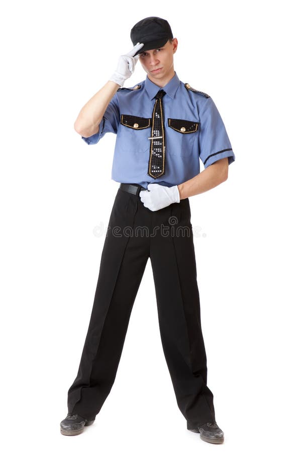 Proud policeman stock photo. Image of isolated, beret - 3002428