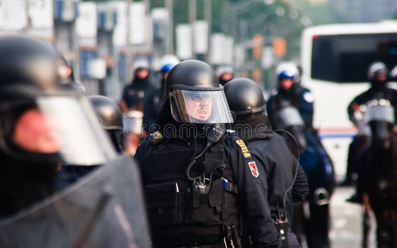 Policeman in Action for G20/G8 Toronto Protest Editorial Stock Image ...