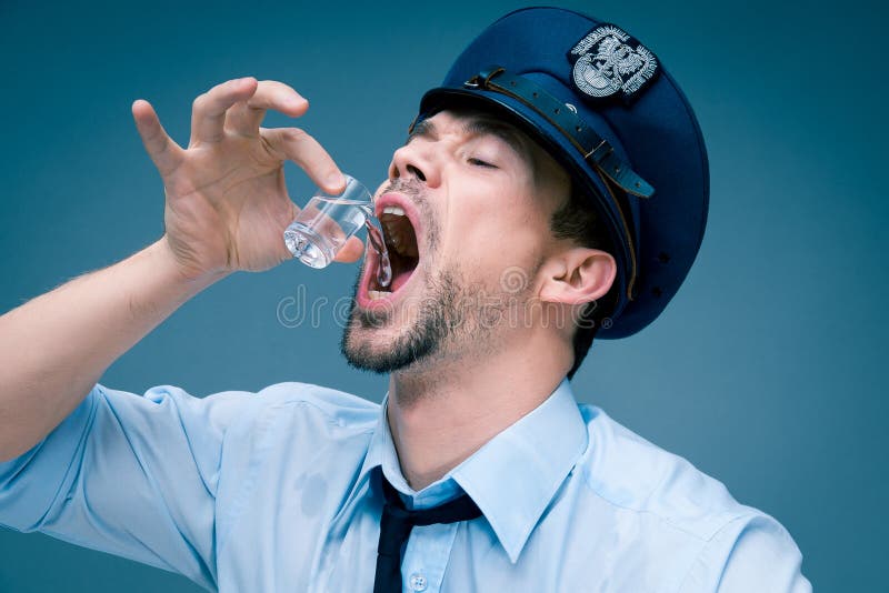 Policeman Addicted To Alcohol Stock Photo - Image of addiction ...