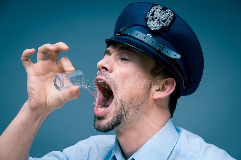 Policeman Addicted To Alcohol Stock Image - Image of false, emotion ...
