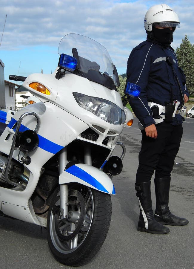 Policeman on a Police Motorbike Stock Photo - Image of caution, male ...