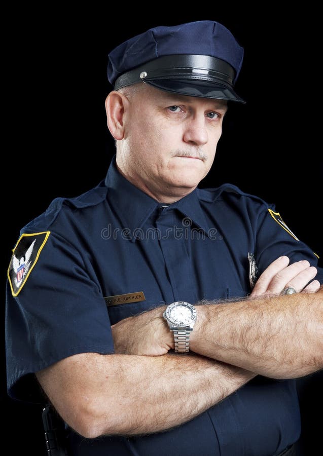Serious Police Officer, Cop, Security Guard Isolated Stock Photo ...