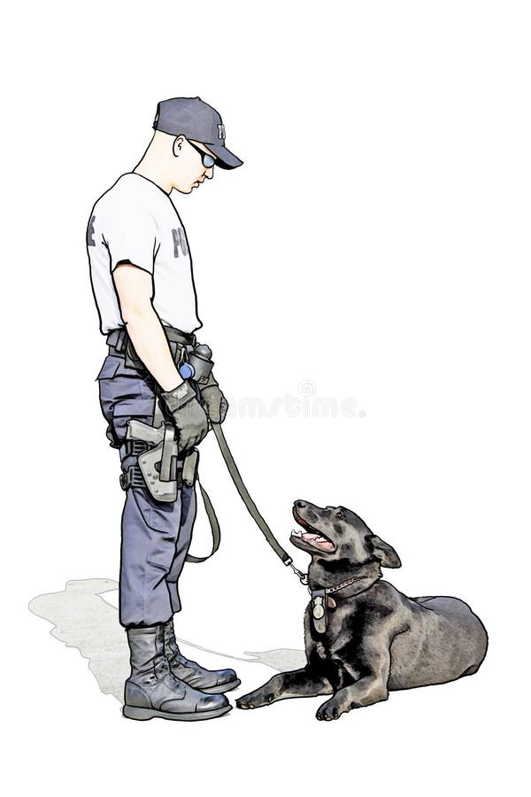 Policeman with Dog stock illustration. Illustration of labrador - 5947672