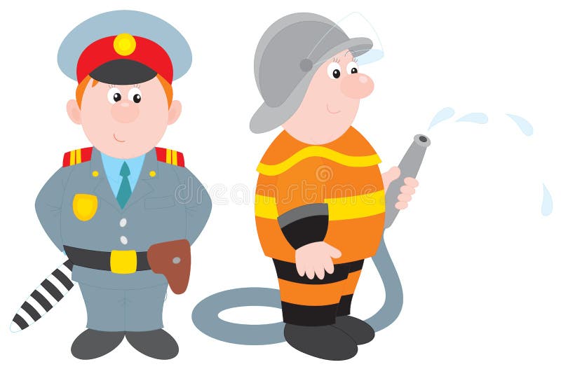 Policeman and fireman stock vector. Illustration of toon - 21073310