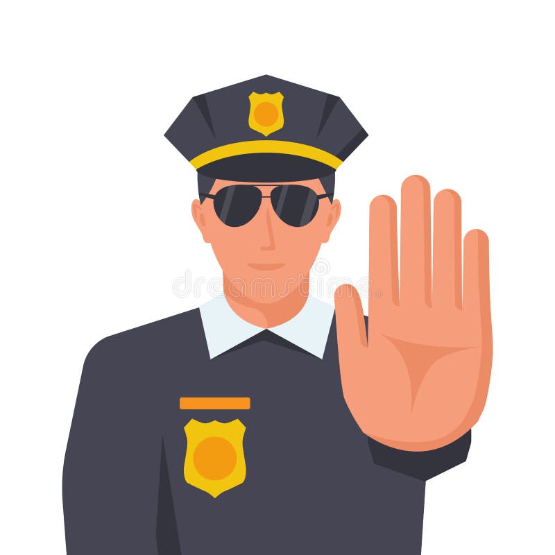 A Policeman in the Form Makes the Hand Sign Stop. Stock Vector ...