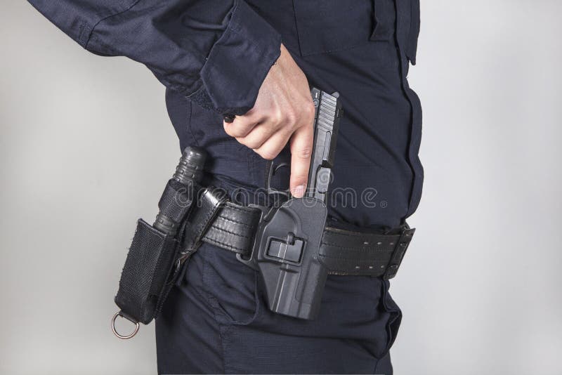 Policeman with gun stock image. Image of police, officer - 31010613
