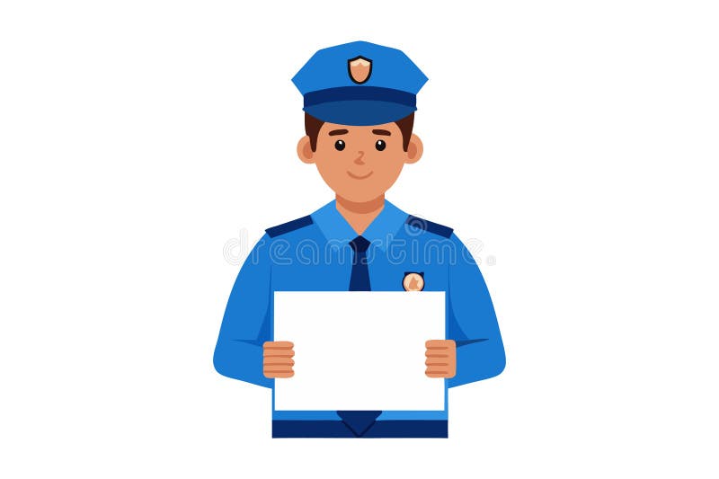 Policeman Holding a Blank Sign Stock Vector - Illustration of policeman ...