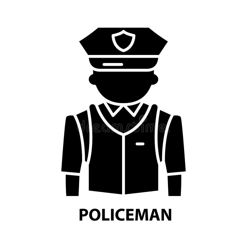 Policeman Icon, Black Vector Sign with Editable Strokes, Concept ...