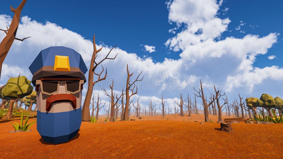 A Policeman with a Mustache in a Virtual Setting and with a Natural ...