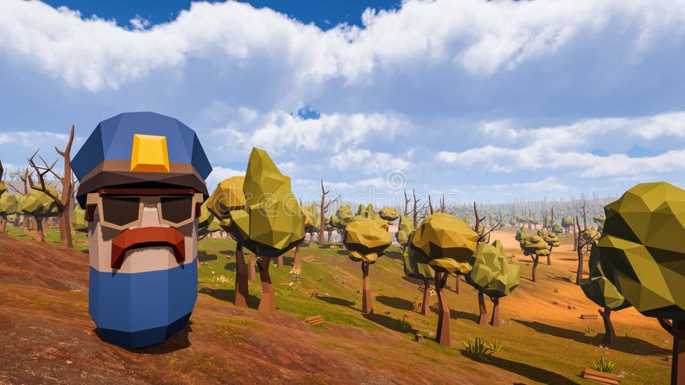 A Policeman with a Mustache in a Virtual Setting and with a Natural ...