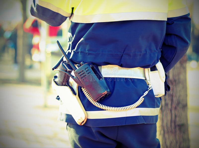 Policeman on Radio stock image. Image of male, deputy - 6492665