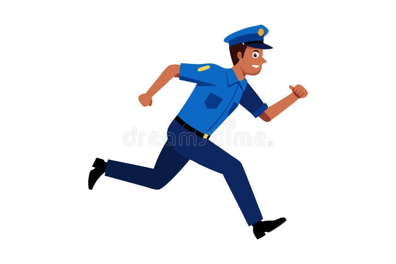 Policeman running white stock vector. Illustration of male - 325324789