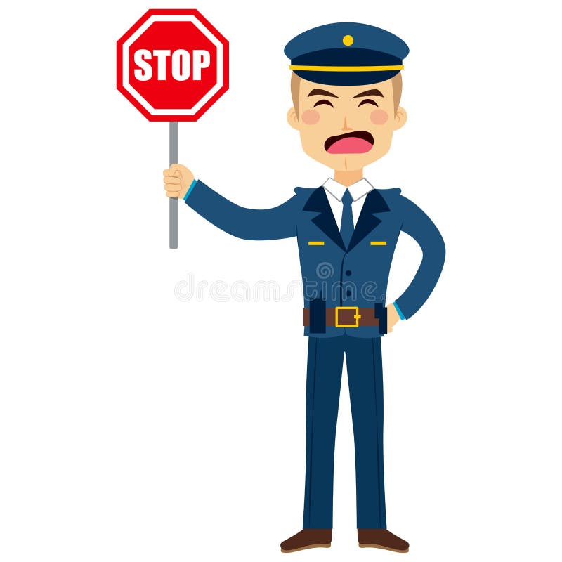 Policeman Stop Sign stock vector. Illustration of patrol - 76533415