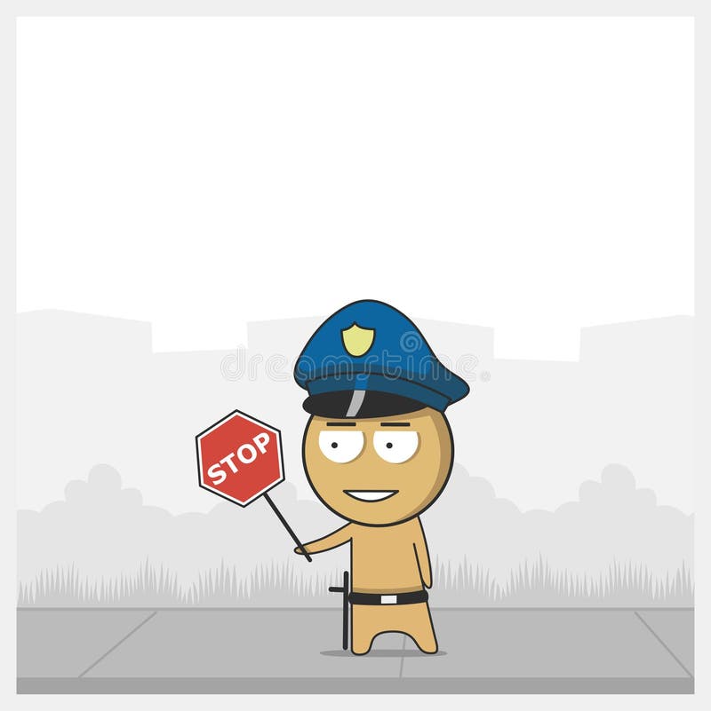 Policeman with a Stop Sign. Stock Vector - Illustration of text ...