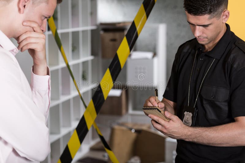 Policeman is taking notes stock photo. Image of burgling - 62868096