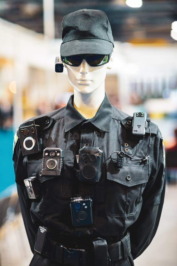 Policeman Uniform with a Camera for Shooting Stock Image - Image of ...