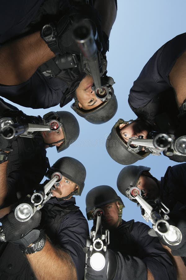 Group of Police Officers Aiming with Guns Stock Image - Image of ...