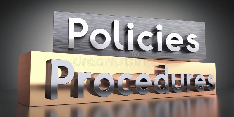 Policies, Procedures - Words on Metal Blocks Stock Illustration ...