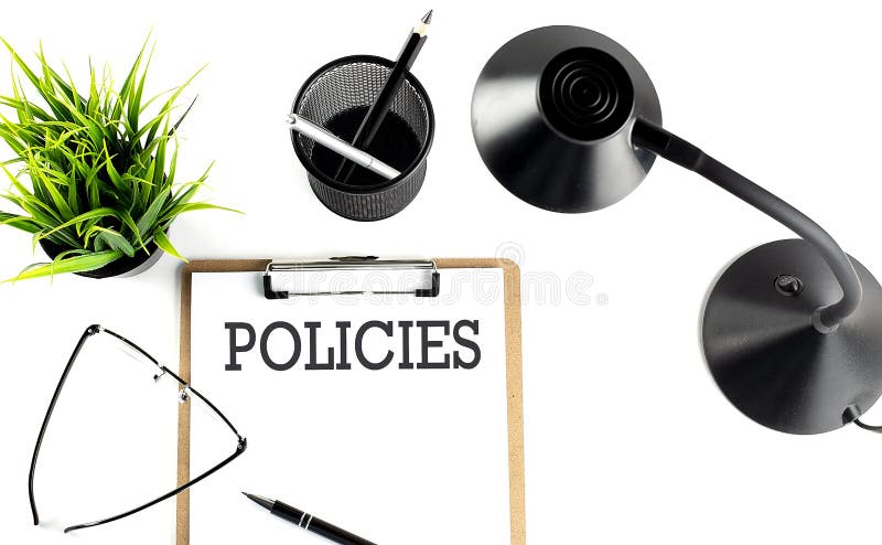 Policies Text with Keywords Isolated on White Board Background. Chart ...