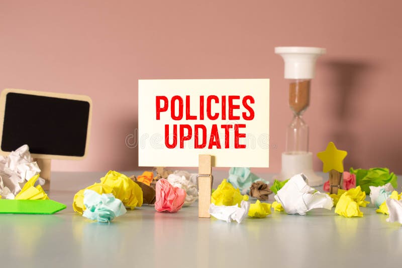Policies Update Memo Written on a Notebook with Pen Stock Image - Image ...