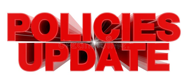 POLICIES UPDATE Red Word on White Background Illustration 3D Rendering ...
