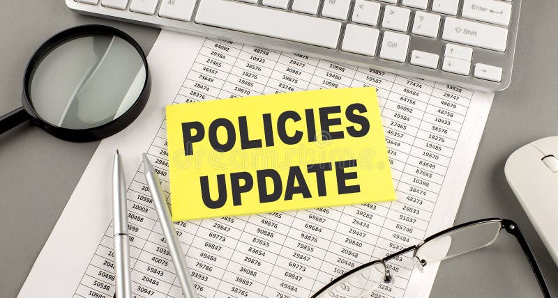 Policies Update Text Written on a Sticky on Chart with Keyboard and ...