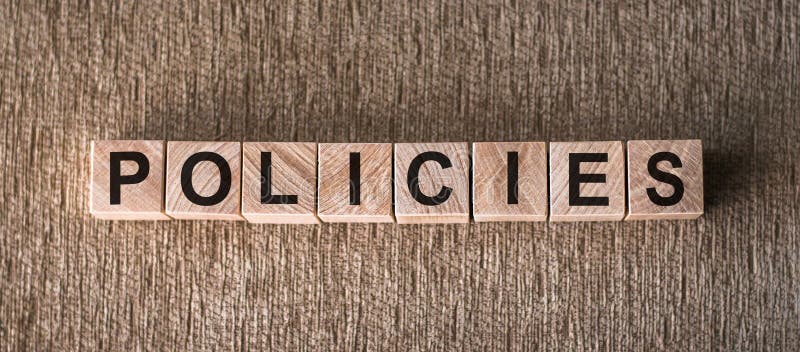 POLICIES Word Made with Building Wooden Blocks Stock Photo - Image of ...