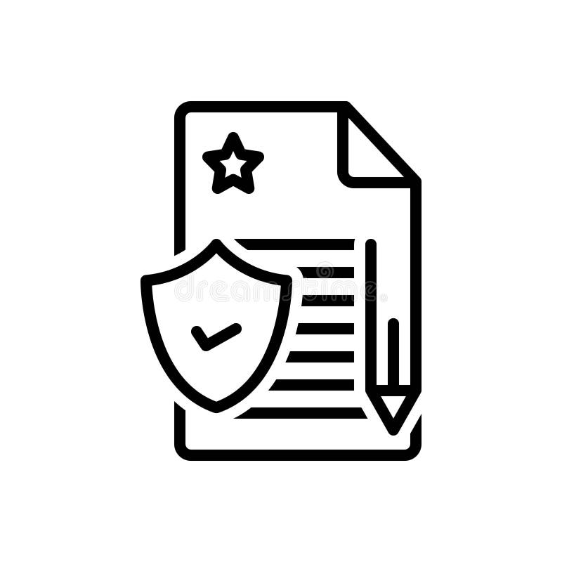 Black Line Icon for Policy, Insurance and Management Stock Illustration ...