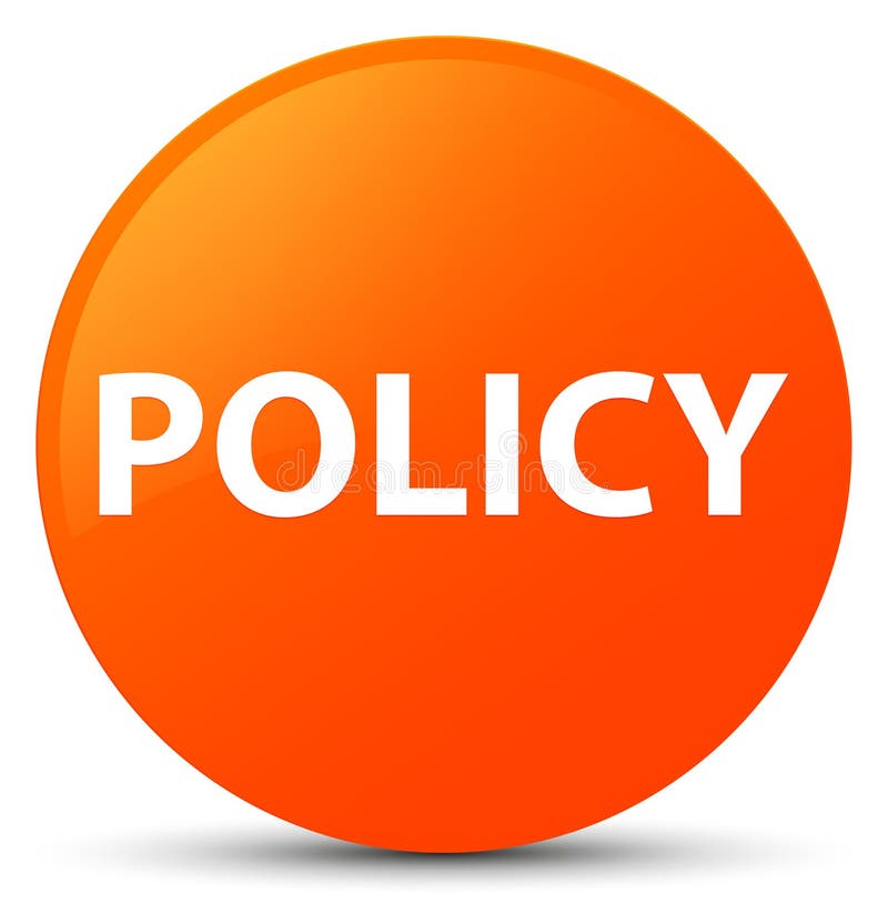 Policy orange round button stock illustration. Illustration of word ...